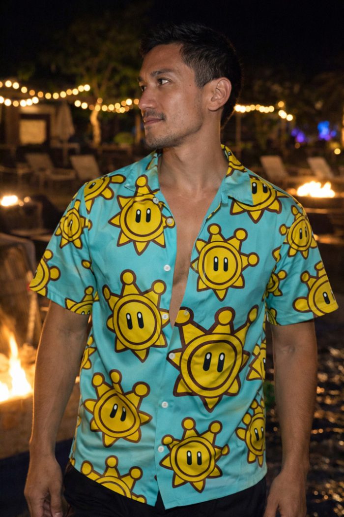 Shine Sprite Super Mario Sunshine Button Up Hawaiian Shirt - AnimeBape