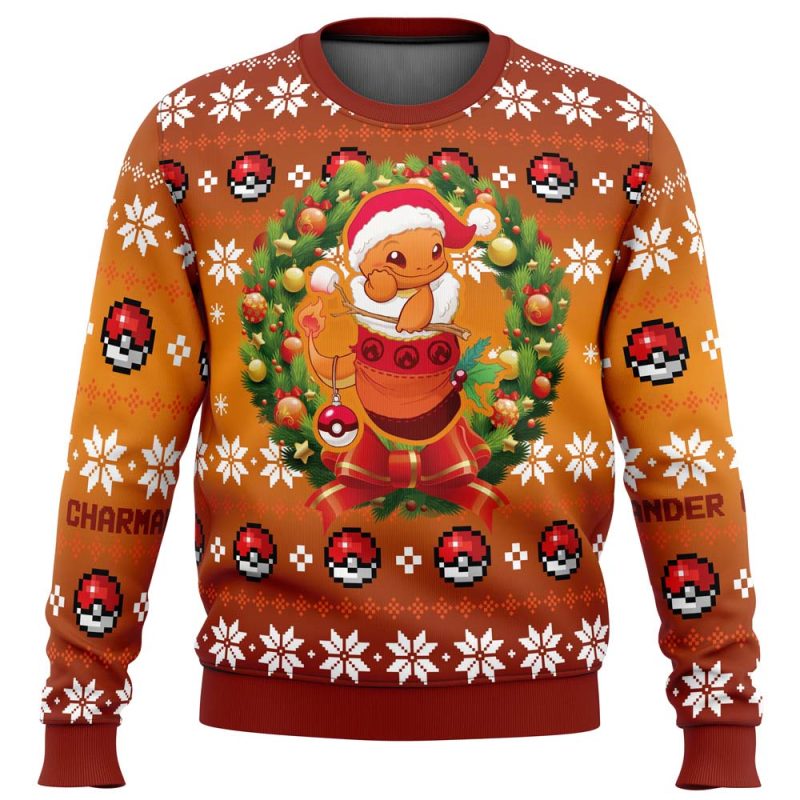 Christmas Charmander Pokemon Ugly Christmas Sweater - AnimeBape