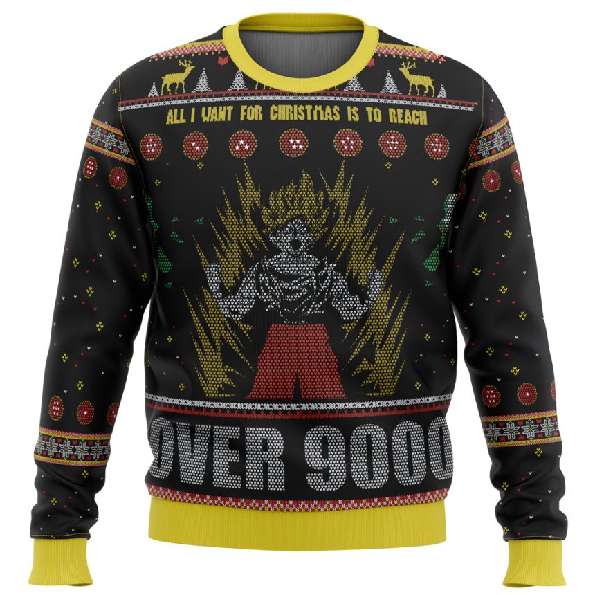 Dragonball Z Goku Over 9000 Ugly Christmas Sweater - AnimeBape