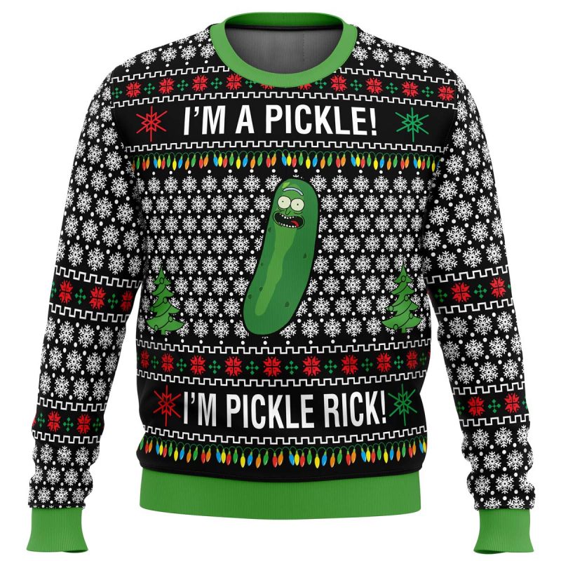 Rick and Morty Pickle Rick Ugly Christmas Sweater - AnimeBape