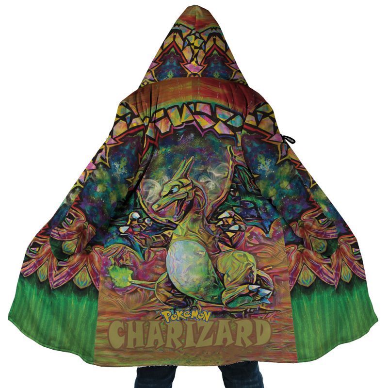 Trippy Charizard Pokemon Hooded Cloak Coat - AnimeBape