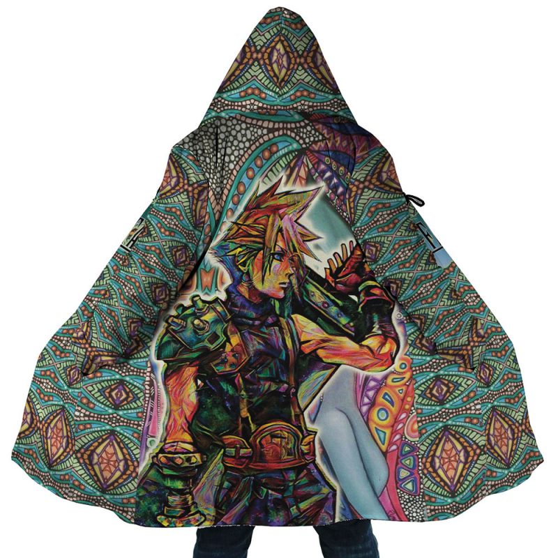 Trippy Cloud Strife Final Fantasy 7 Hooded Cloak Coat - AnimeBape