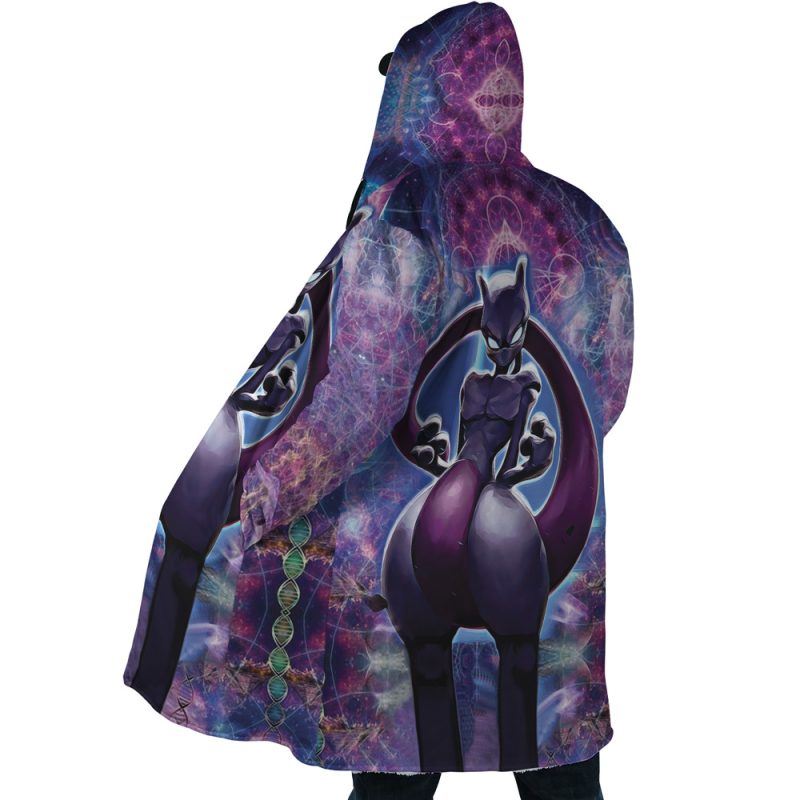 Trippy Cosmic Mewtwo Pokemon Hooded Cloak Coat - AnimeBape