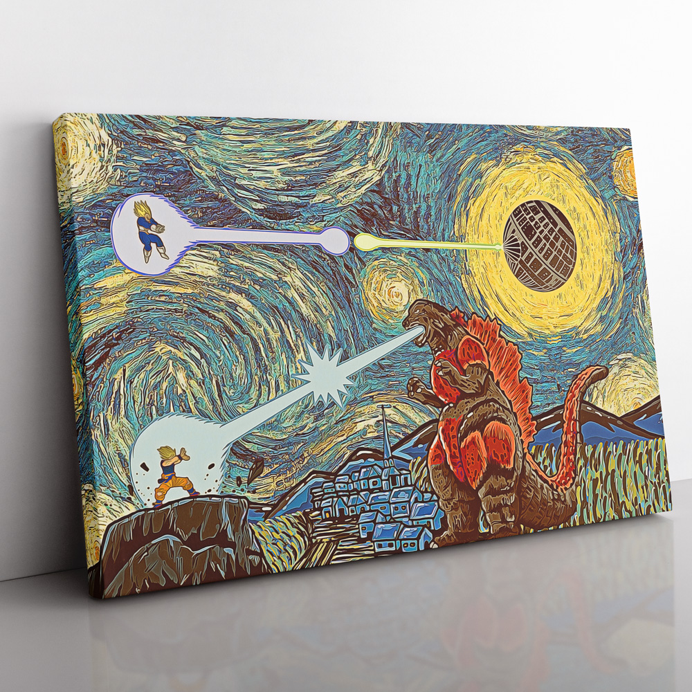 Trippy Cosmic Mewtwo Pokemon Canvas Print Wall Art - AnimeBape