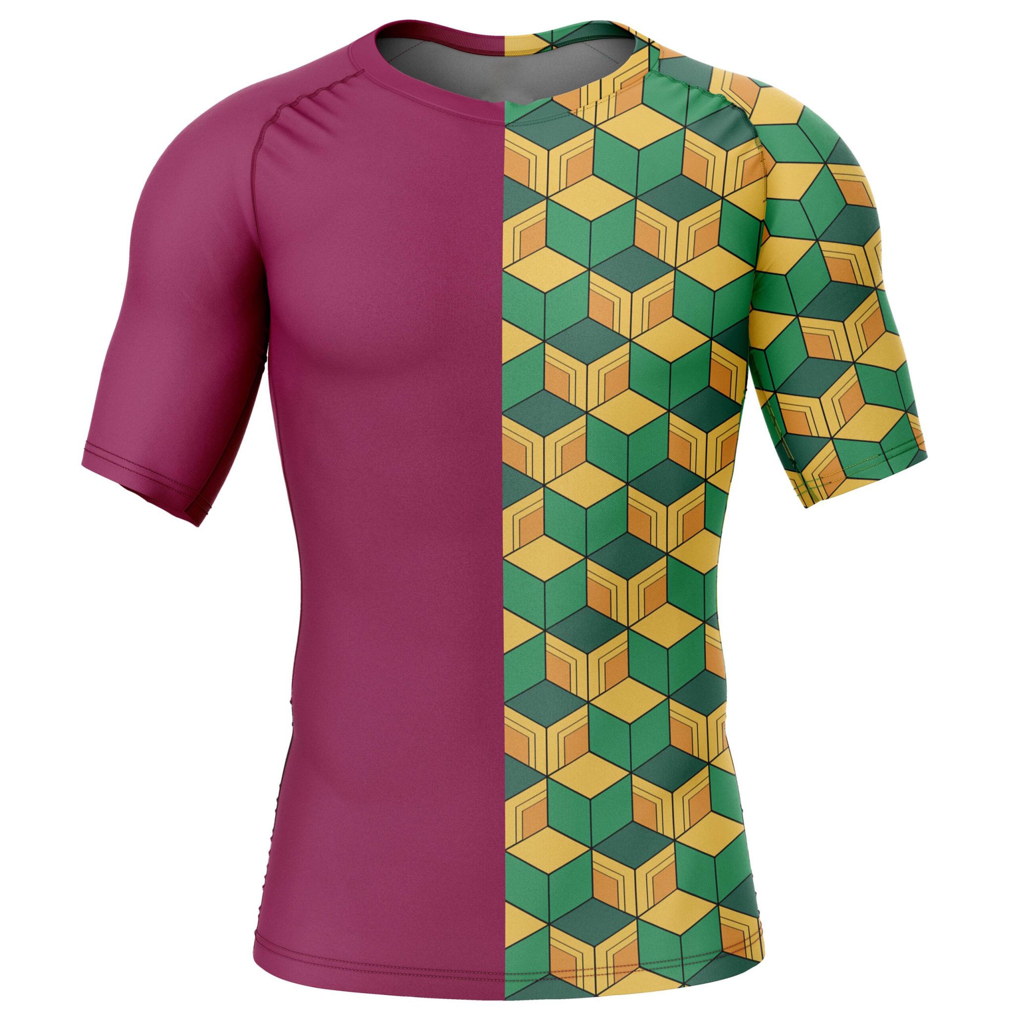 Eva 01 Evangelion Short Sleeve Rash Guard Compression Shirt - AnimeBape