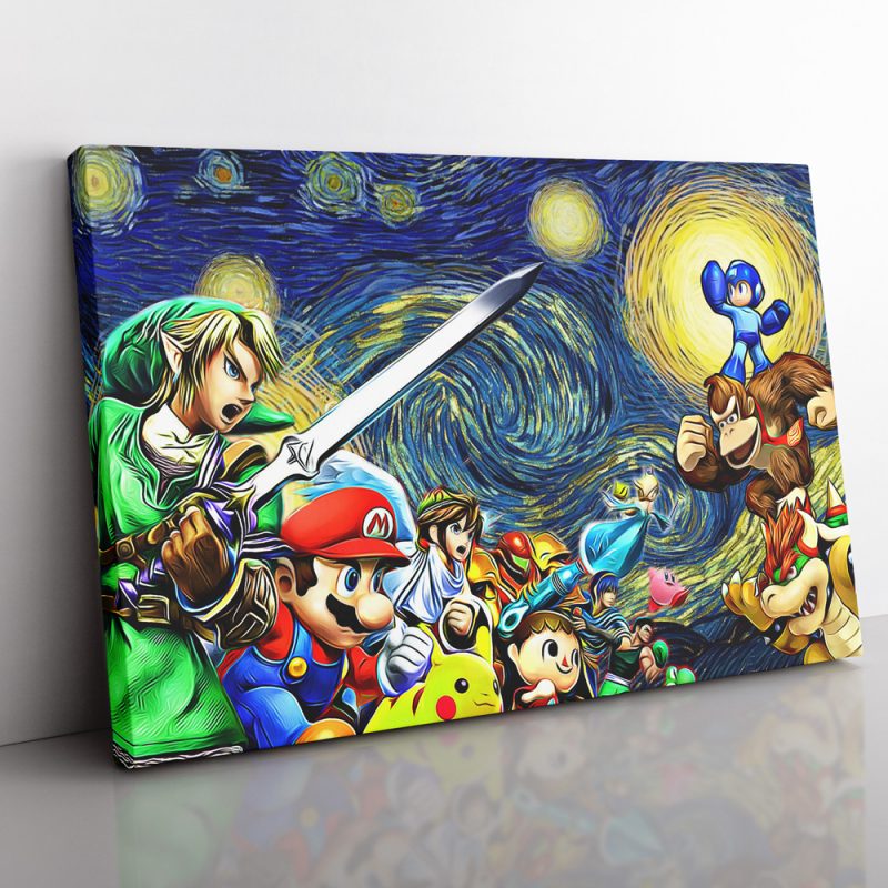 Harry Potter Starry Night Hogwarts Canvas Print Wall Art - AnimeBape
