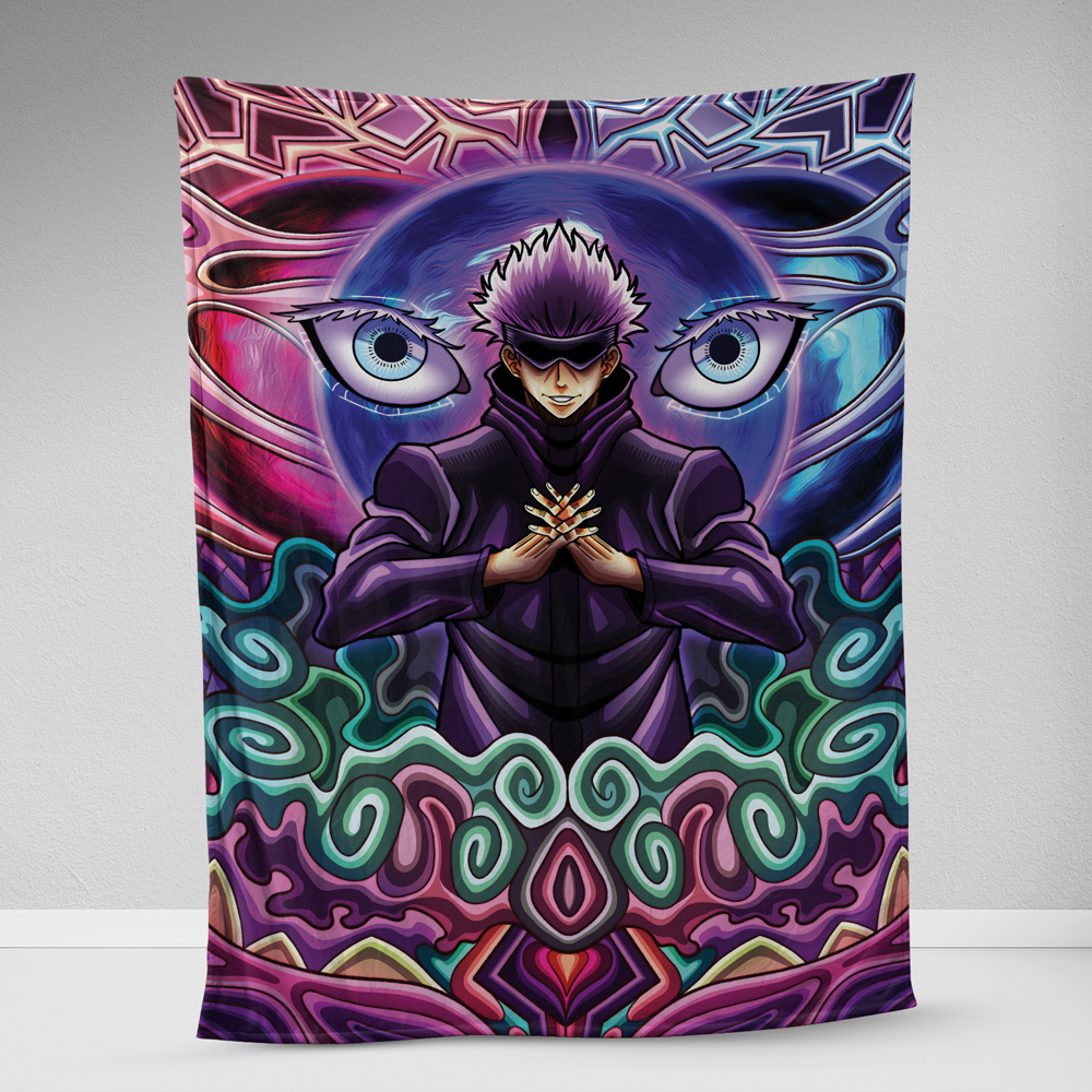 Trippy Gojo Satoru Hollow Purple Jujutsu Kaisen Blanket - AnimeBape