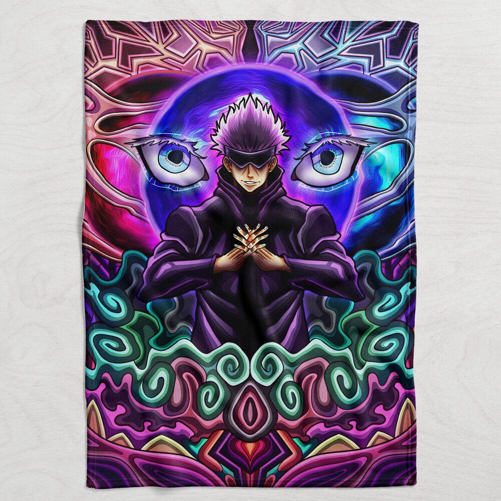 Trippy Gojo Satoru Hollow Purple Jujutsu Kaisen Blanket - AnimeBape