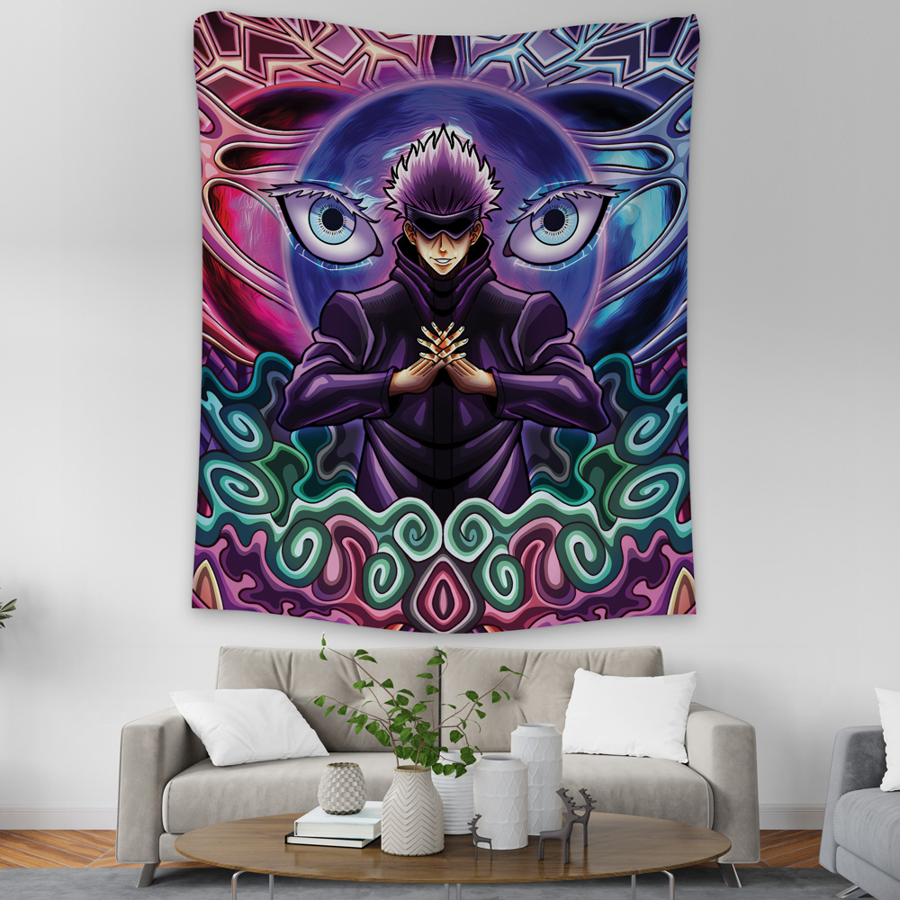 Trippy Gojo Satoru Hollow Purple Jujutsu Kaisen Tapestry - AnimeBape
