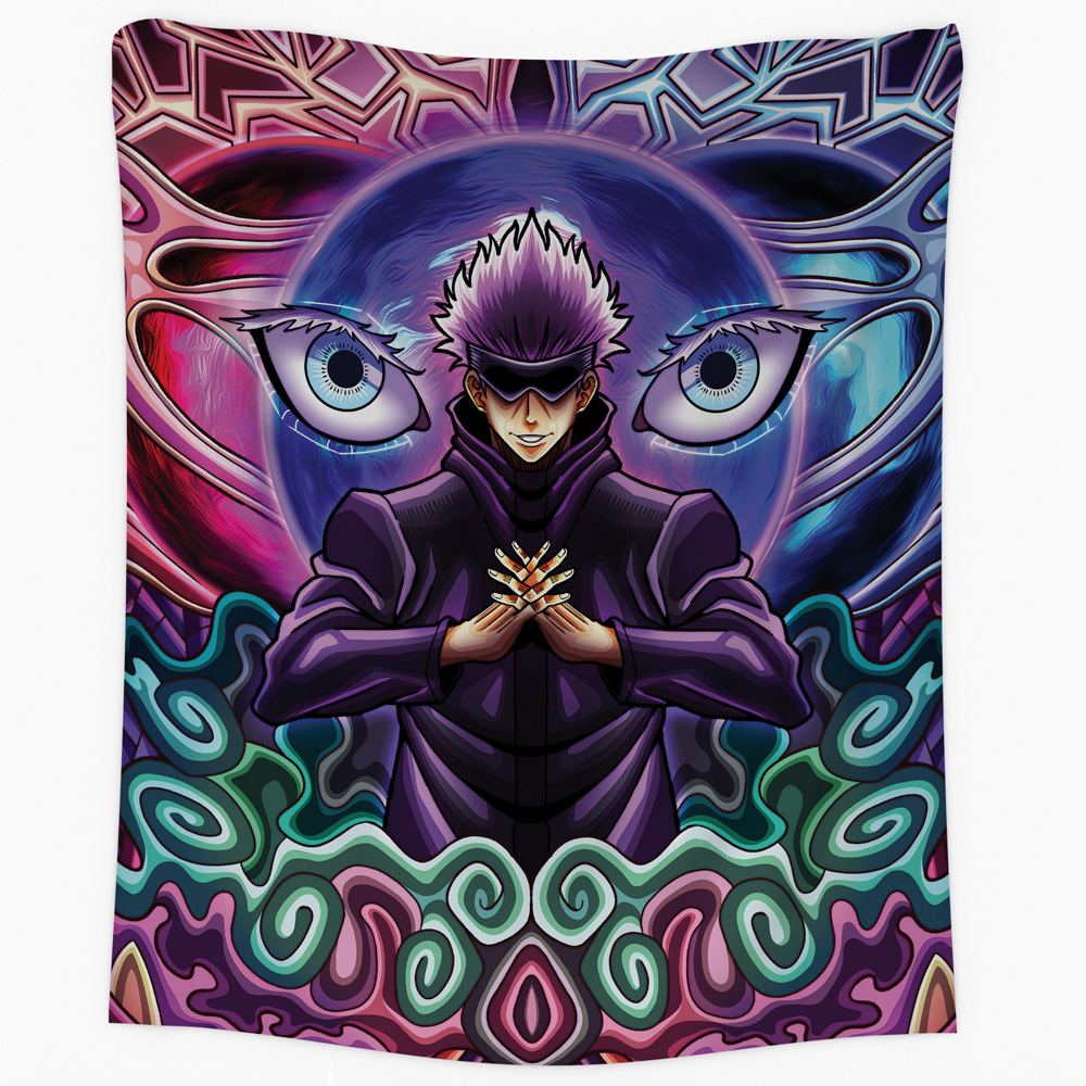 Trippy Gojo Satoru Hollow Purple Jujutsu Kaisen Tapestry - AnimeBape