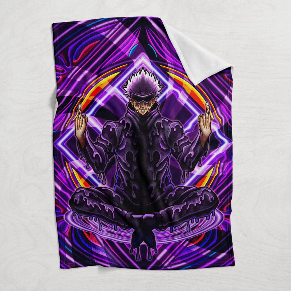 Trippy Meditating Gojo Satoru Jujutsu Kaisen Blanket - AnimeBape
