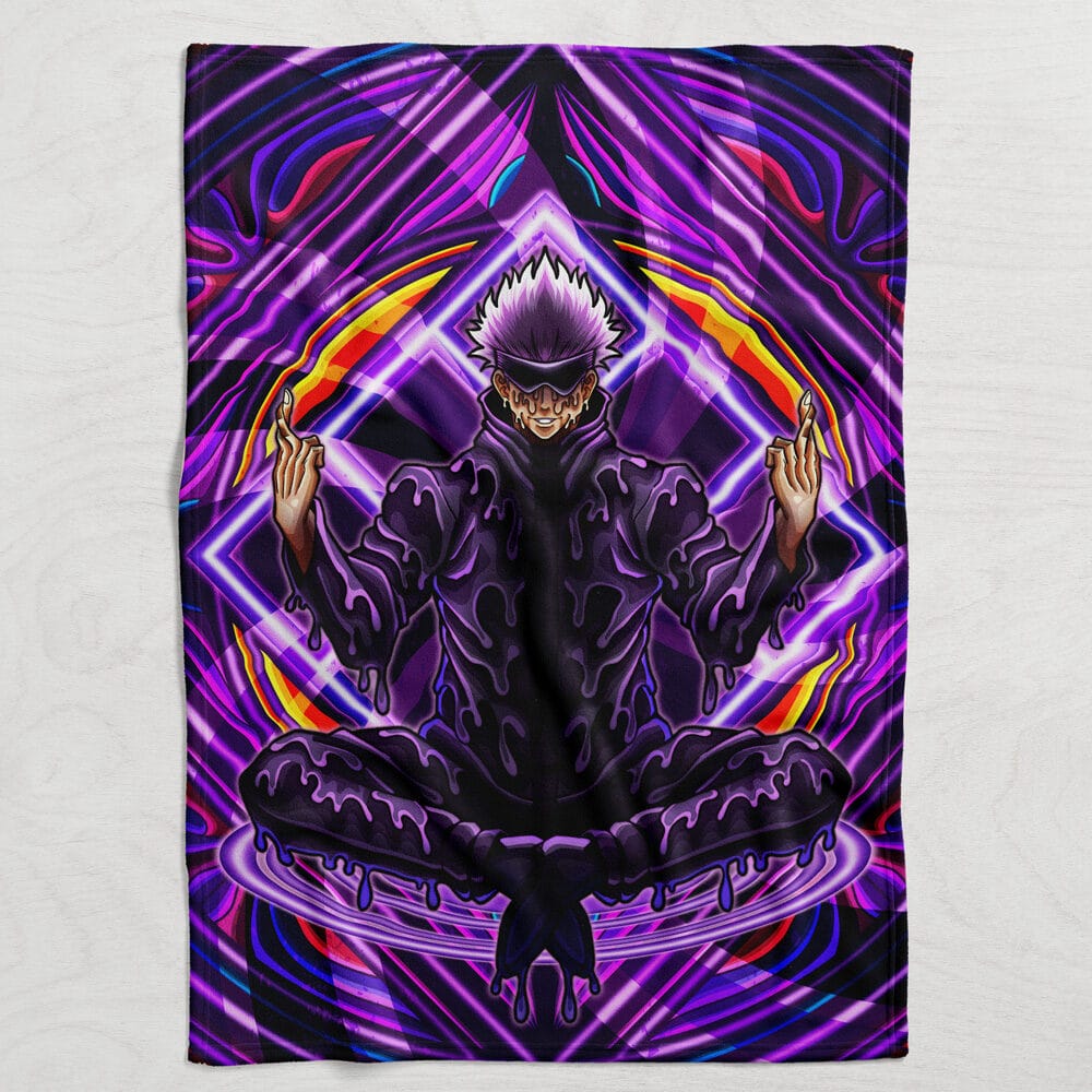 Trippy Meditating Gojo Satoru Jujutsu Kaisen Blanket - AnimeBape