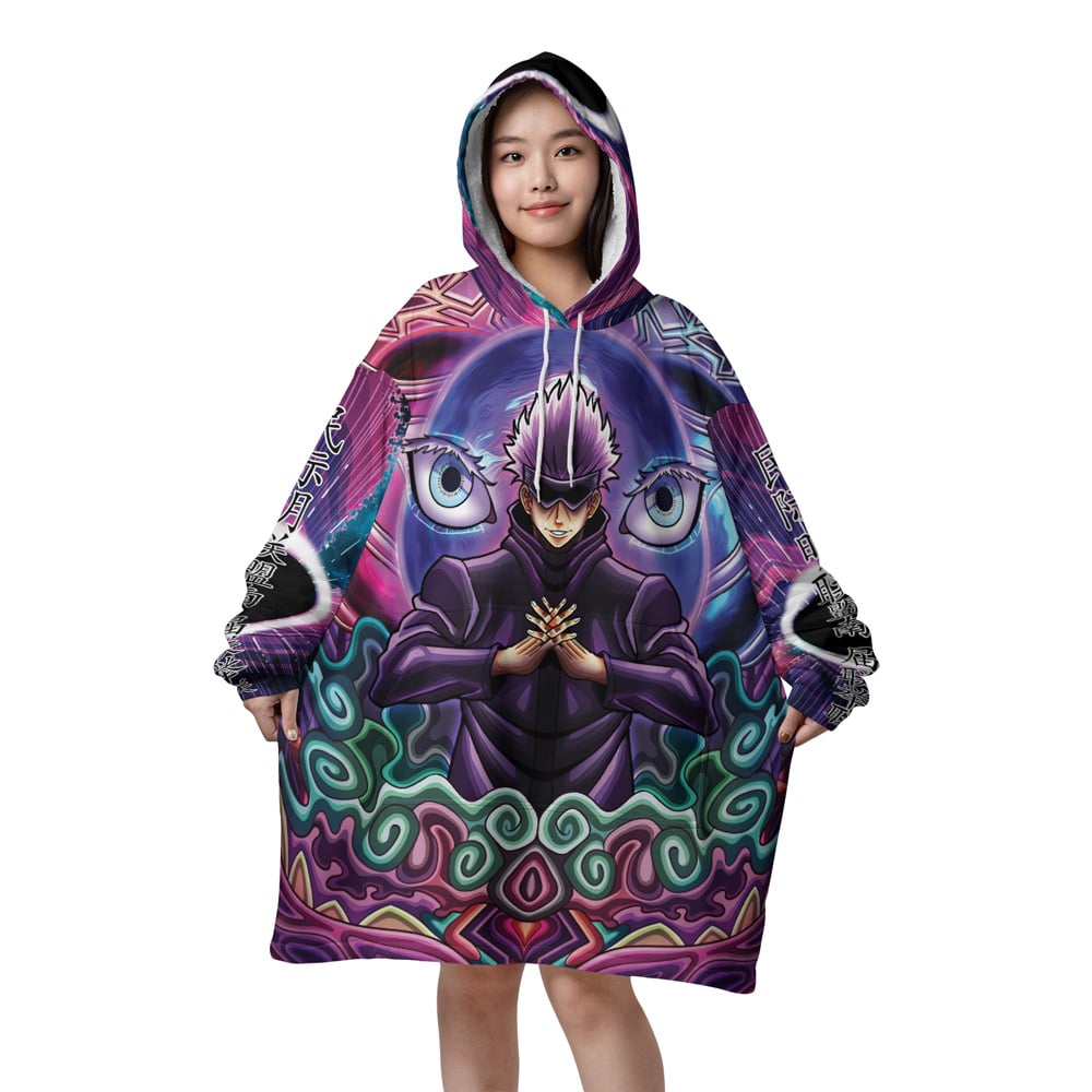 Trippy Satoru Gojo Jujutsu Kaisen Oversized Hoodie - AnimeBape