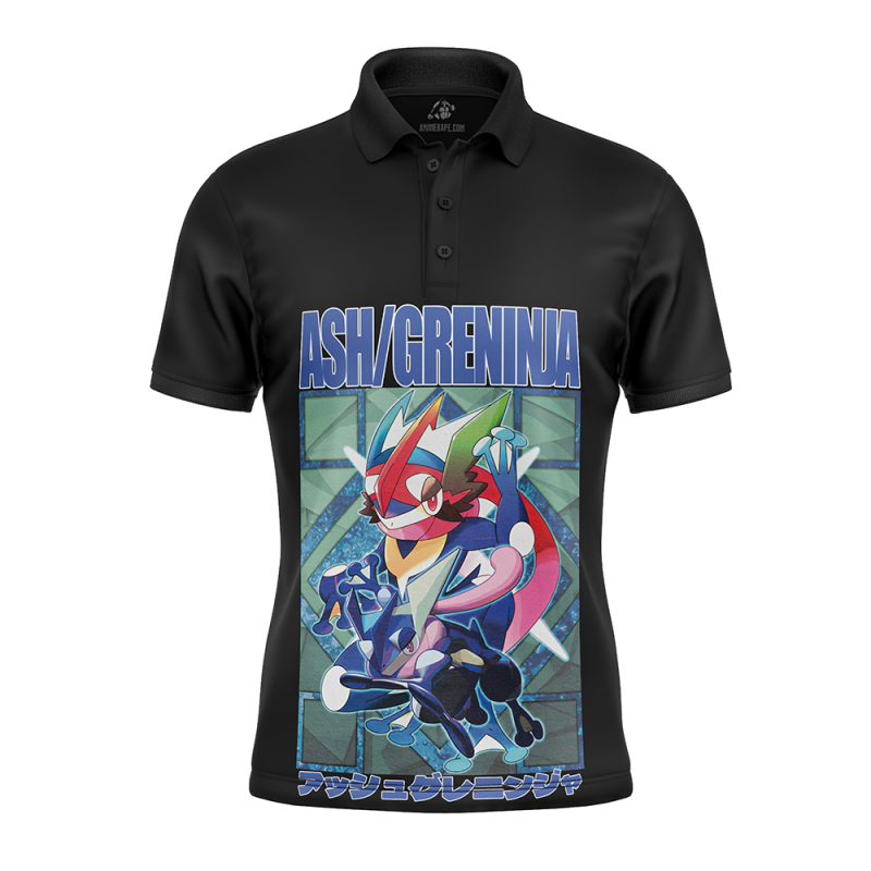 Ash Greninja Pokemon Polo Goft Shirt - AnimeBape