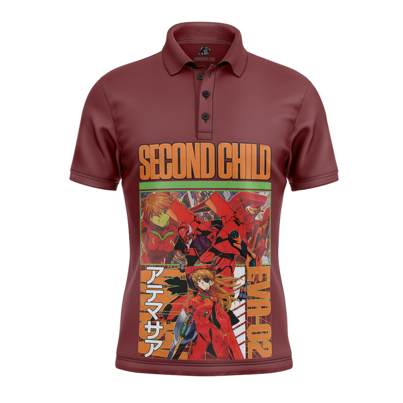 Asuka Langley Sohryu x Eva 02 Neon Genesis Evangelion Polo Goft Shirt ...