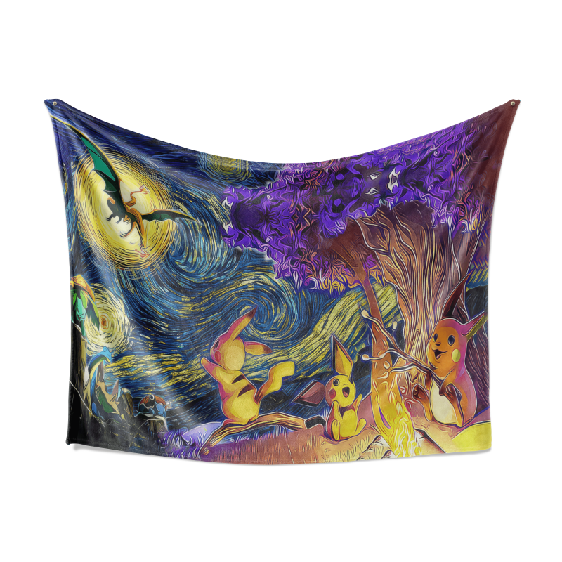Pokemon Starry Night Campfire Blanket - AnimeBape
