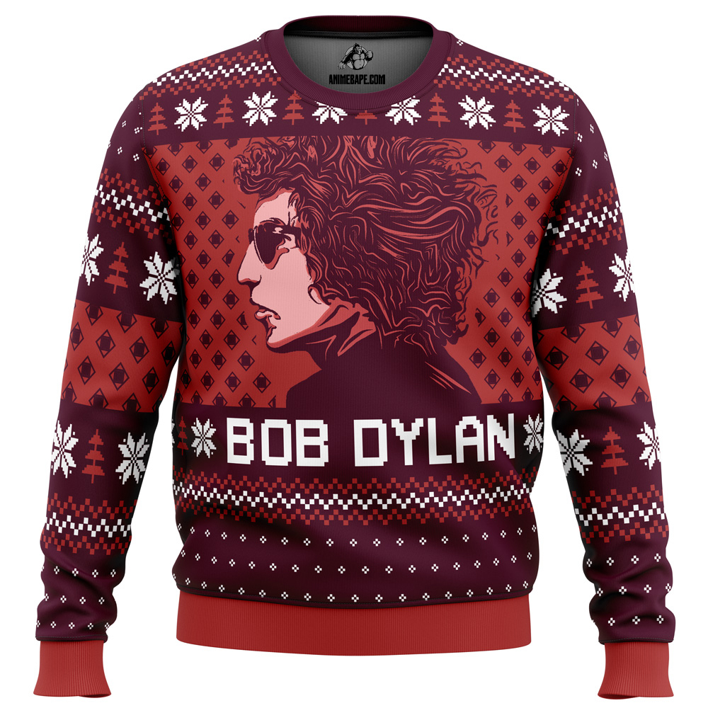 Blood on the Tracks Bob Dylan Ugly Christmas Sweater - AnimeBape