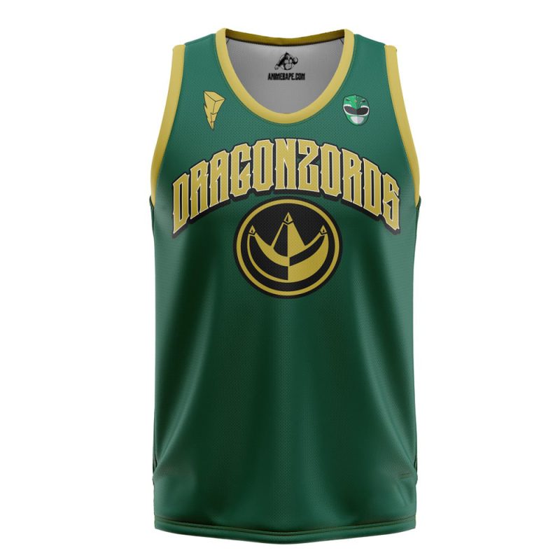 Green Dragonzords Mighty Morphin Power Rangers Basketball Jersey ...