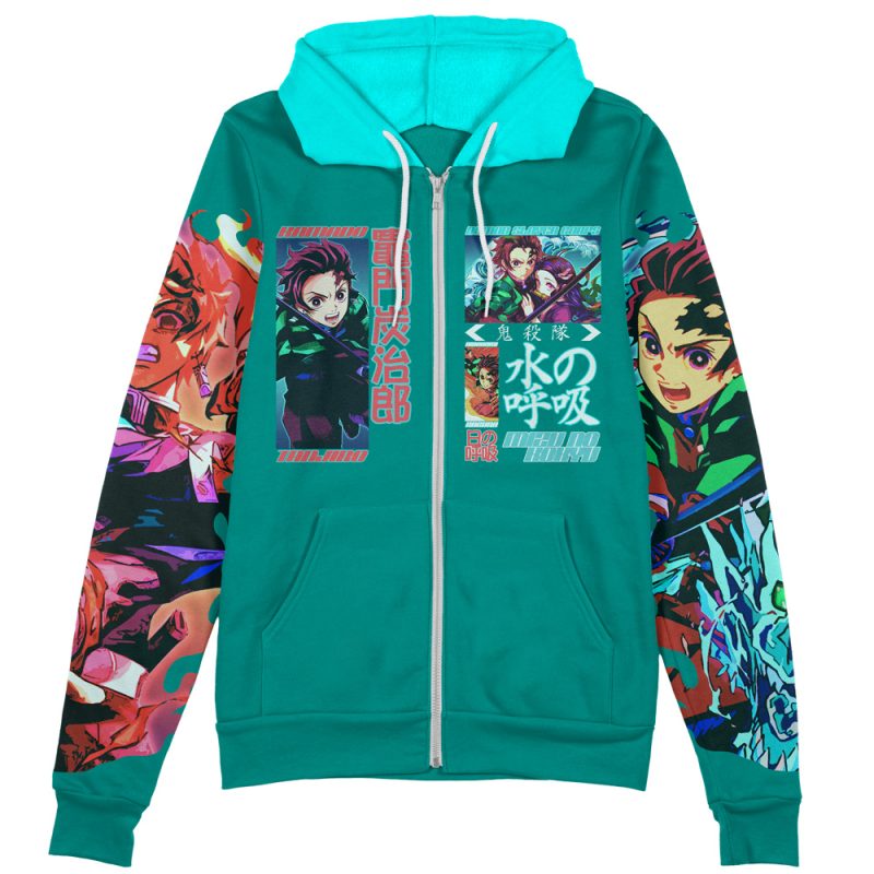 Streetwear Hoodie Kamado Tanjiro V2 Demon Slayer Zip Jacket - AnimeBape