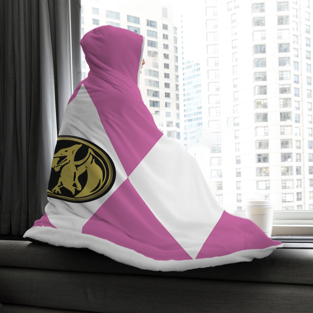 Pink Ranger Mighty morphin Power Rangers Hooded Blanket - AnimeBape