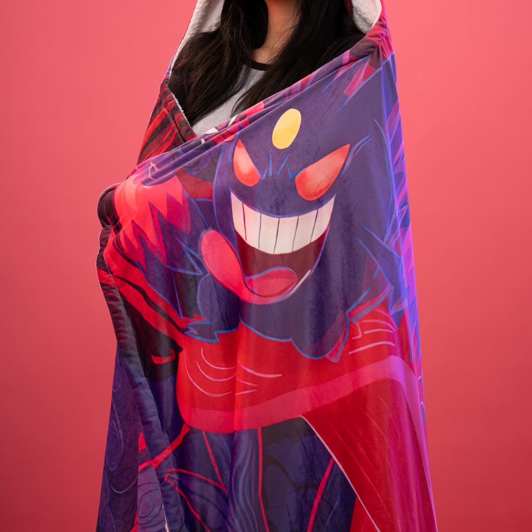 Gengar Pokemon Hooded Blanket - Cozy Economy Throw for Fans - AnimeBape