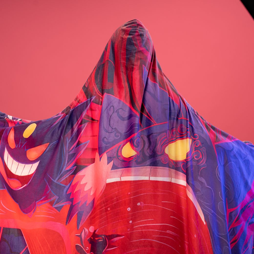 Gengar Pokemon Hooded Blanket - Cozy Economy Throw for Fans - AnimeBape