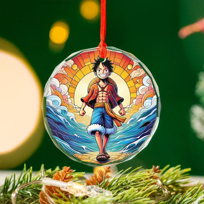 Monkey D. Luffy One Piece Stained Glass Christmas Ornament - AnimeBape