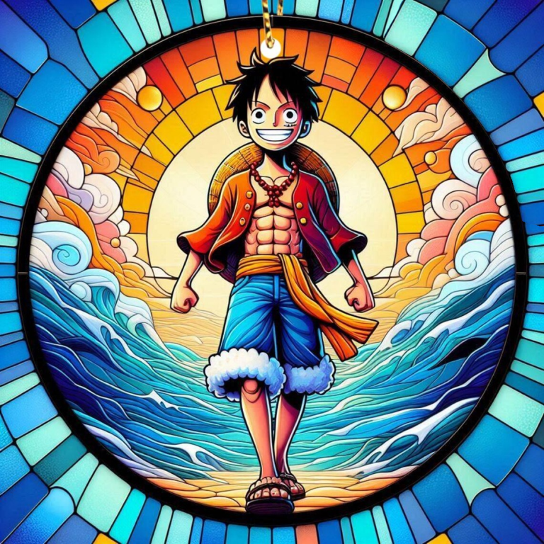Monkey D. Luffy One Piece Stained Glass Christmas Ornament - AnimeBape