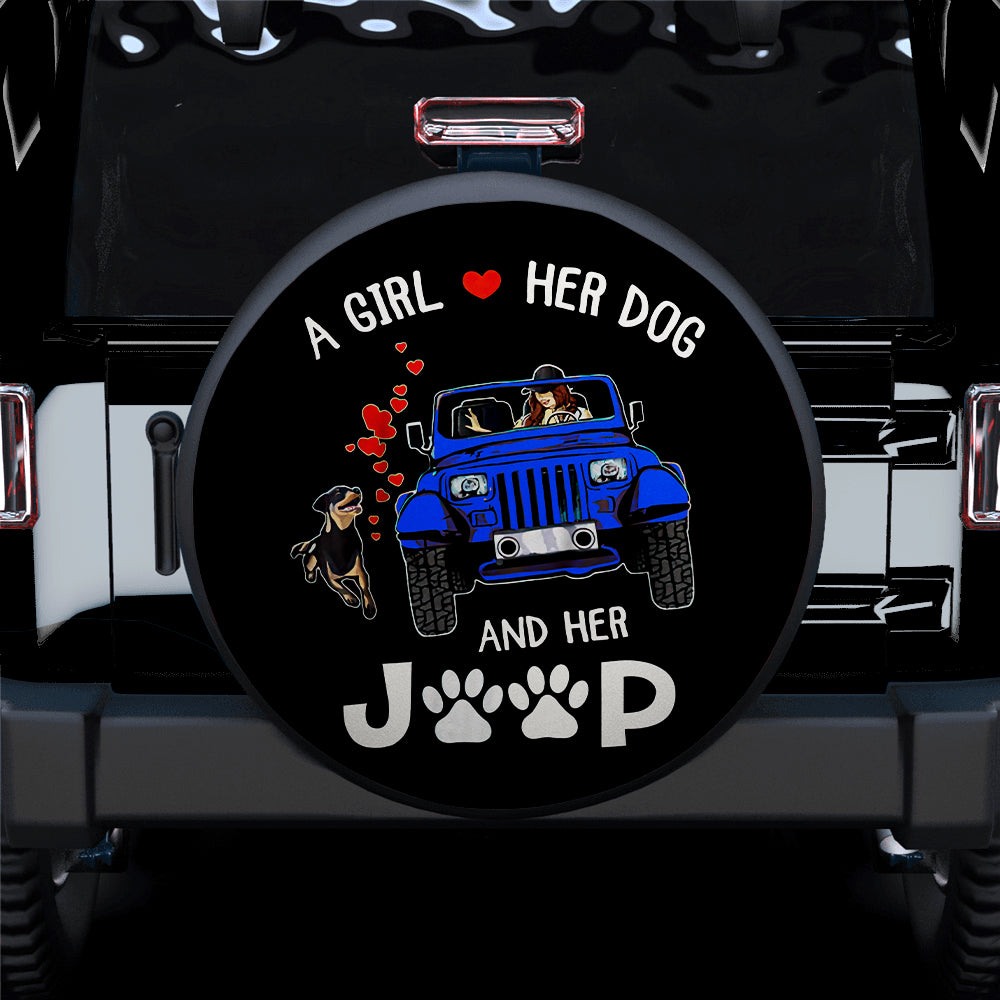 Girl Dog Lover Jeep Blue Spare Tire Covers Camping Gifts - AnimeBape