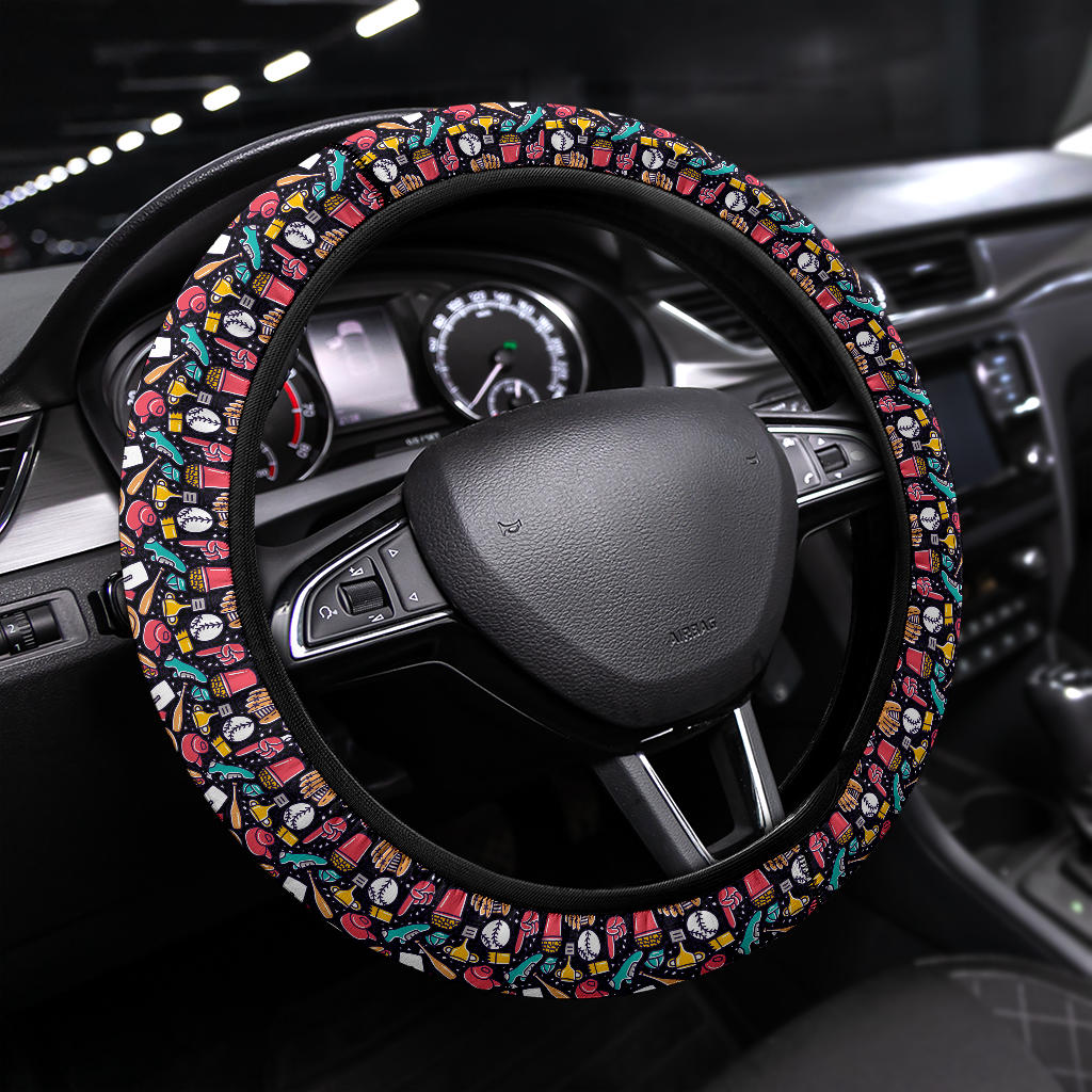 Baseball Themed Premium Car Steering Wheel Cover for Fashion 7068 ...