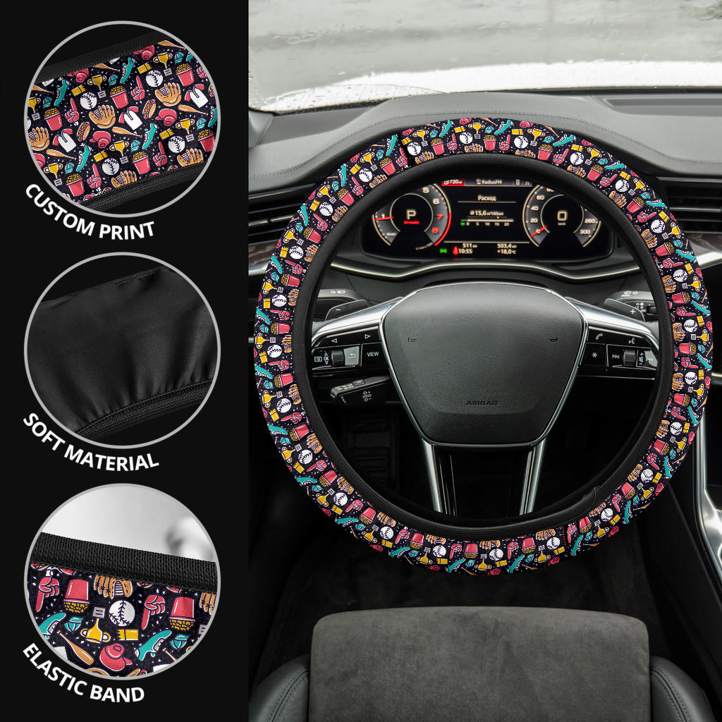 Baseball Themed Premium Car Steering Wheel Cover for Fashion 7068 ...