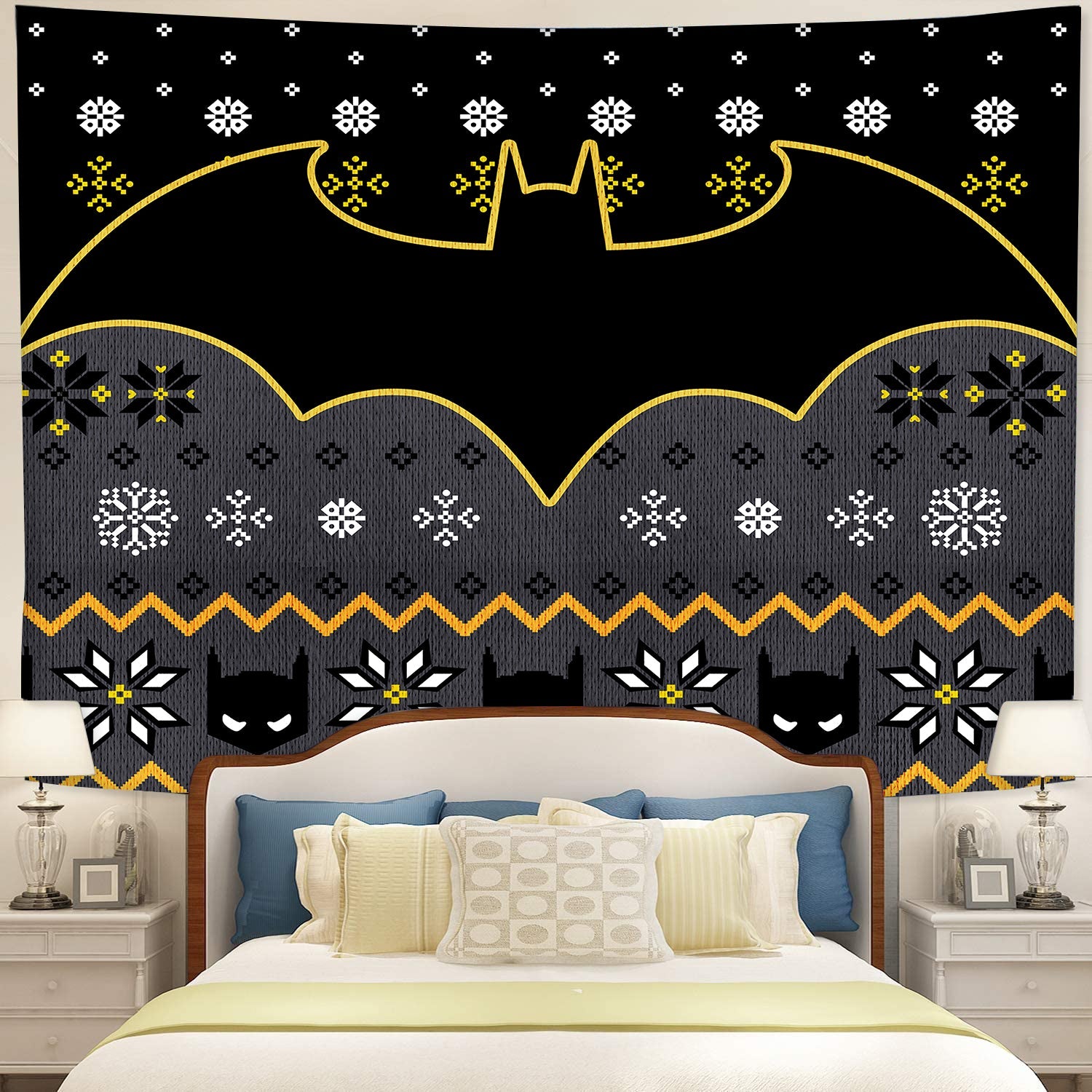 Batman Christmas Tapestry Wall Hanging Room Decor for Holiday Home ...