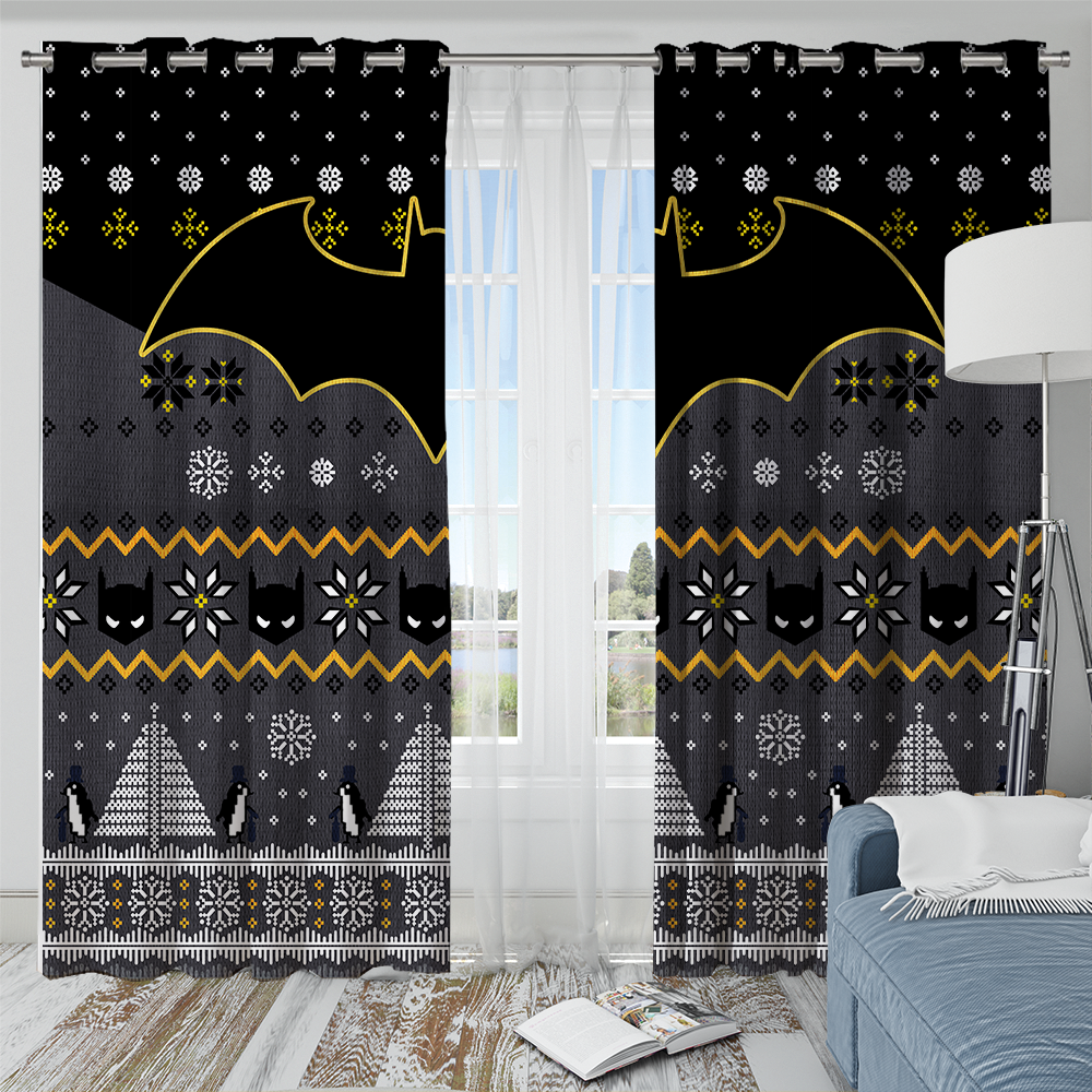 Batman Christmas Themed Window Curtain for Holiday Decor - AnimeBape