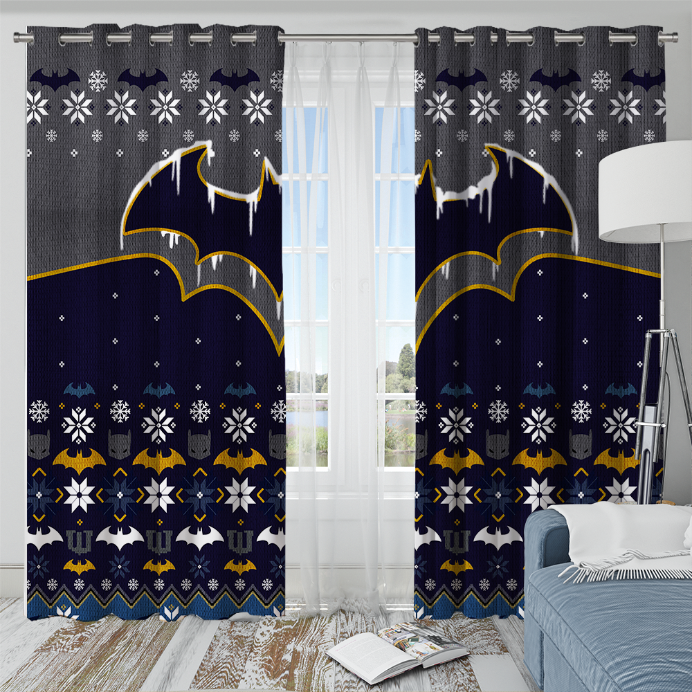 Batman Christmas Window Curtains for Winter Holiday Decor - AnimeBape