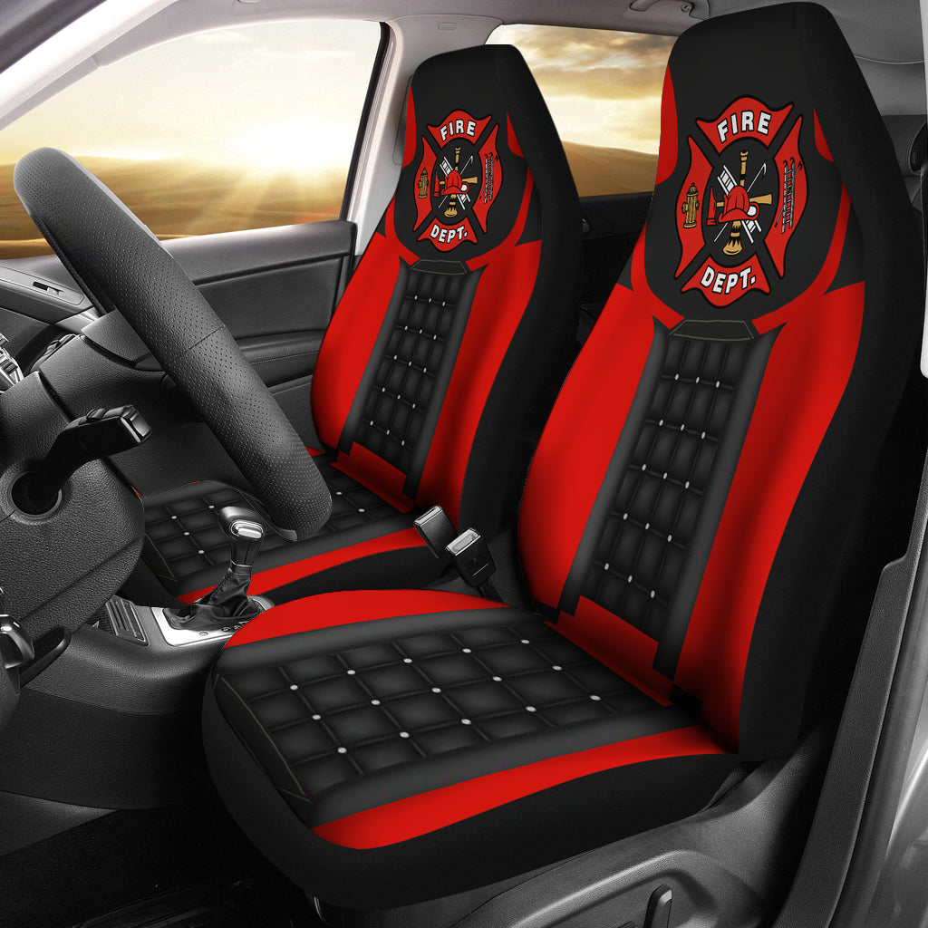 Premium Custom US Fire Fighter 2 Car Seat Covers Protector AnimeBape