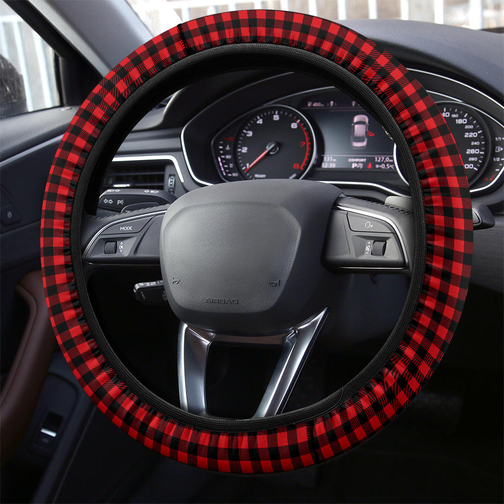 Premium Black Karo Car Steering Wheel Cover for Stylish Driving - AnimeBape