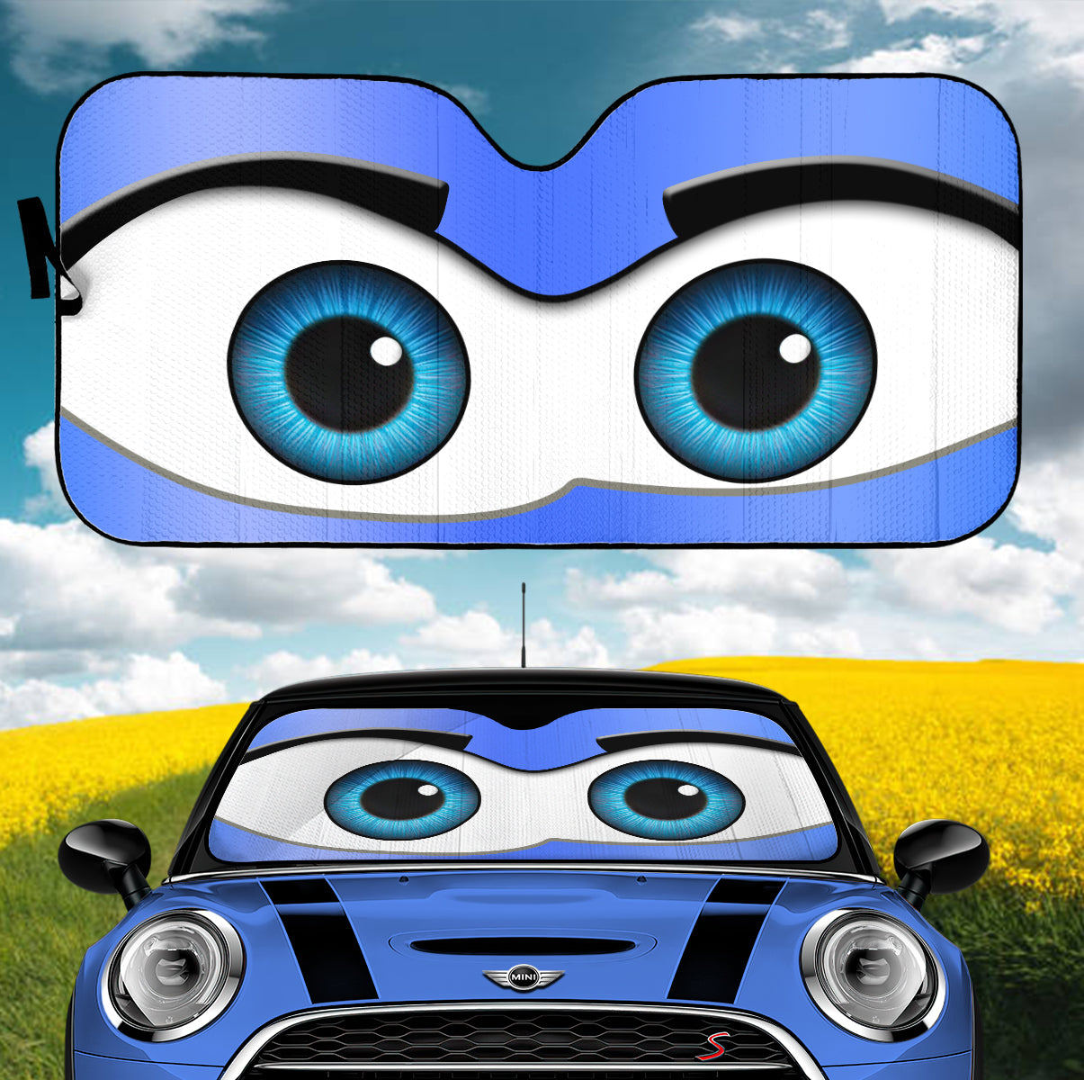 Blue Cartoon Eyes Auto Sunshades for Car Windshield Protection - AnimeBape