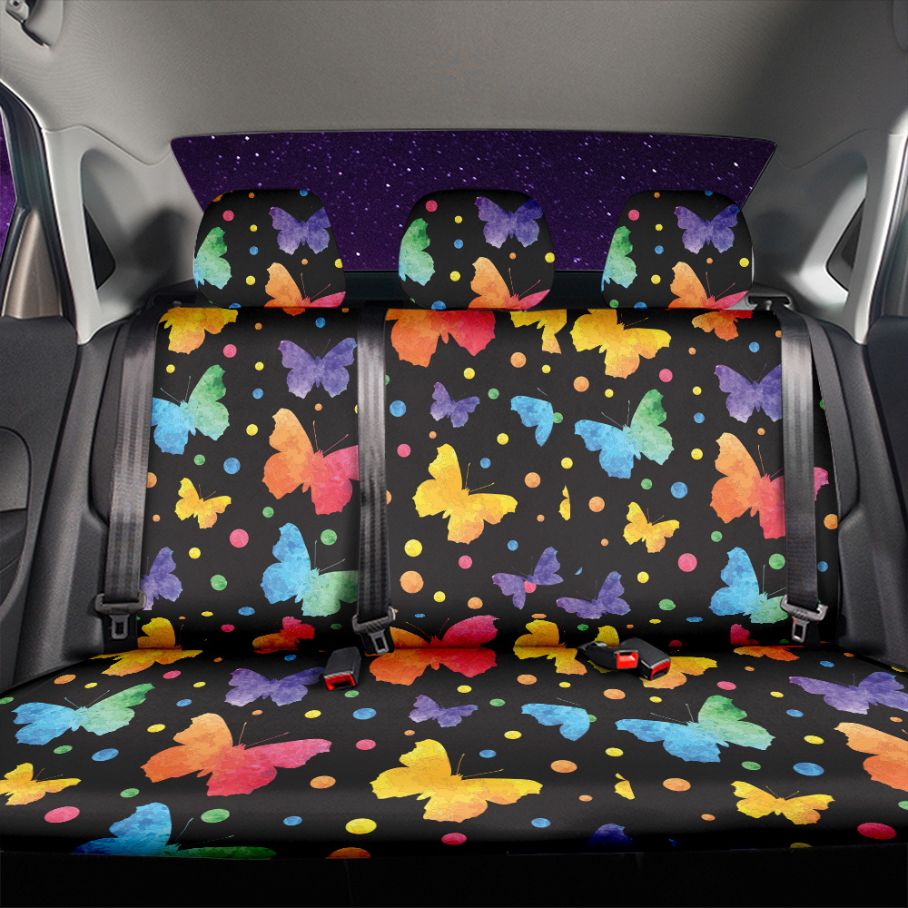 Colorful Butterfly Car Back Seat Covers Protectors Decor - AnimeBape