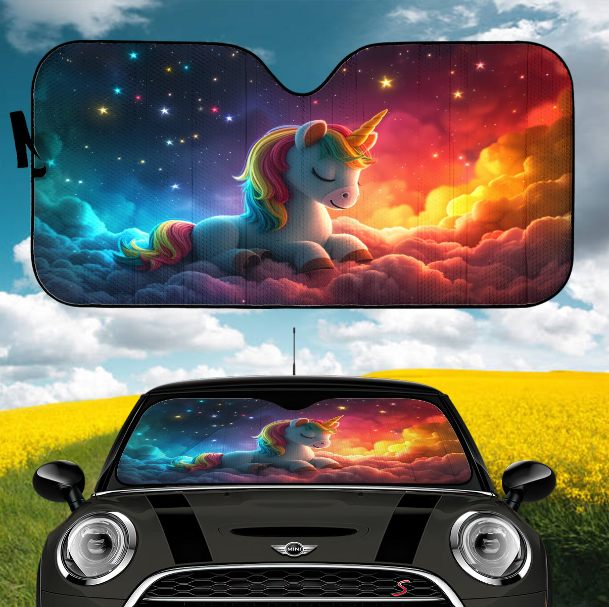 Unicorn Cloud Car Sunshades with Sparkling Stars for Auto Protection ...