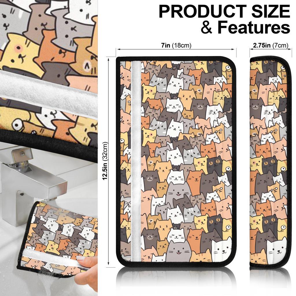 Cute Cat Head Premium Custom Car Seat Belt Covers Cat - AnimeBape