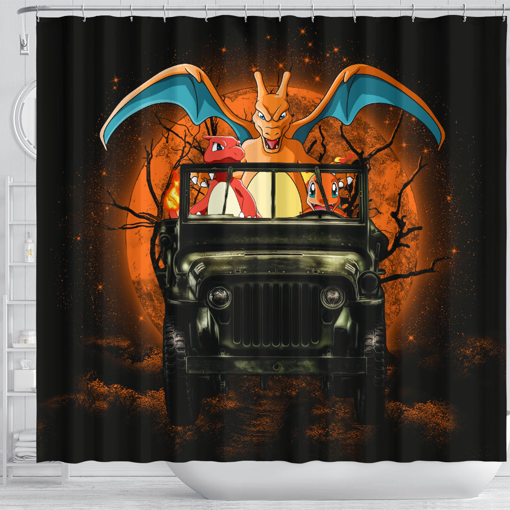 Charizard Charmander Jeep Moonlight Halloween Funny Shower Curtain ...