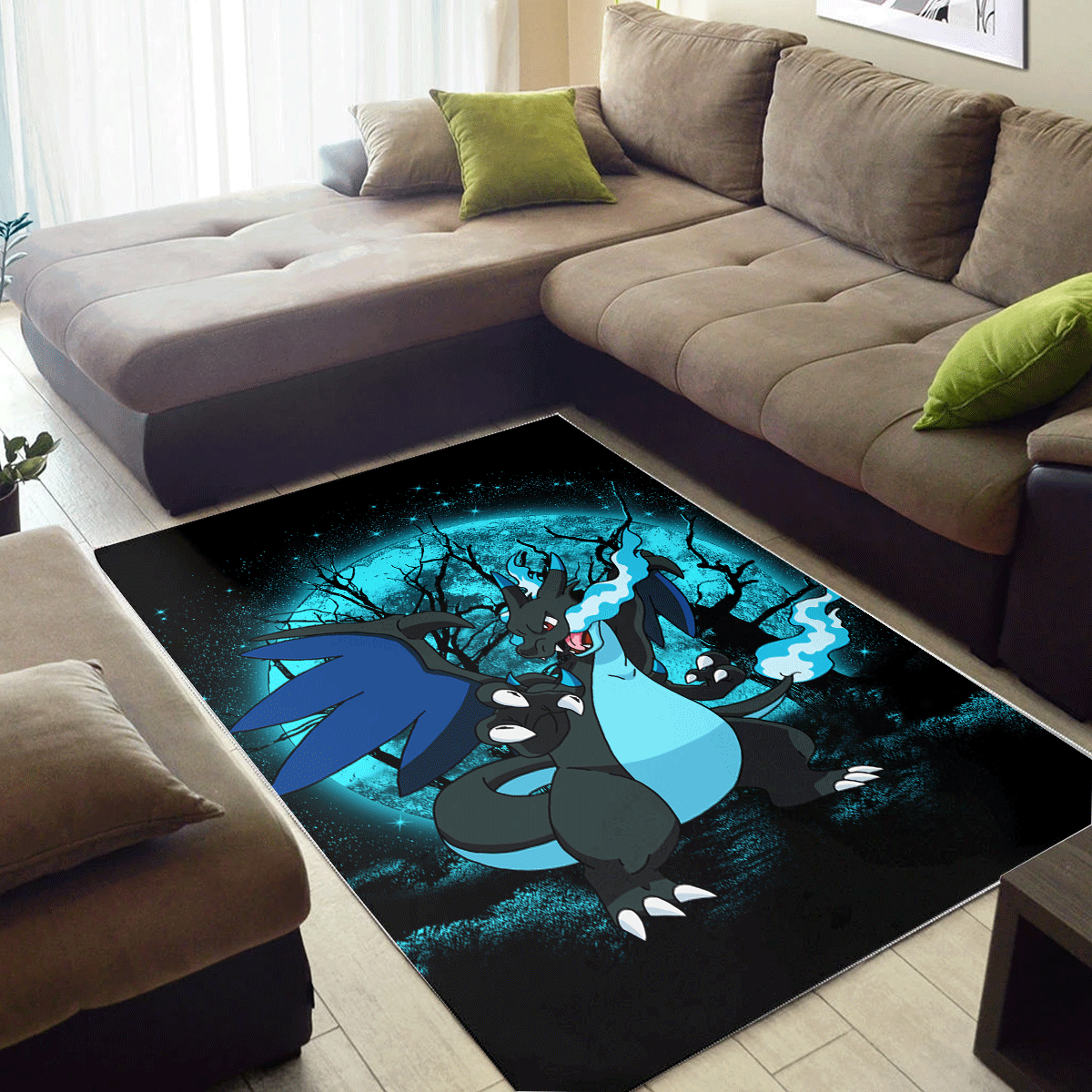 Charizard Mega X Area Rug for Bedroom Living Room Home Decor - AnimeBape
