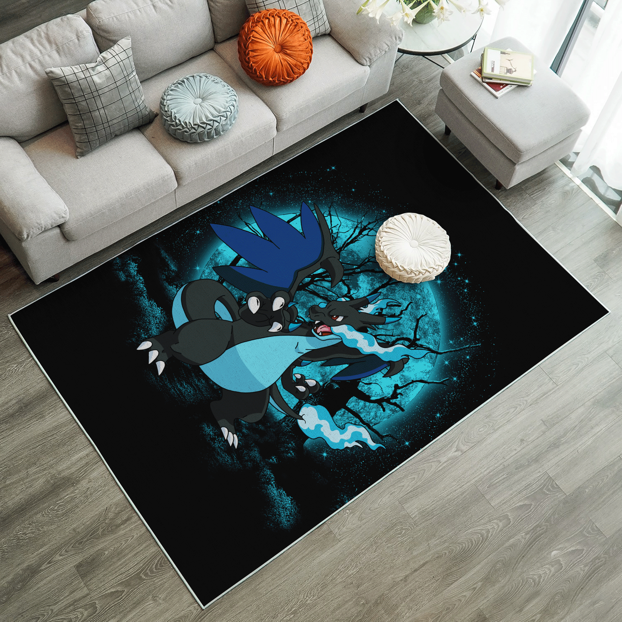 Charizard Mega X Area Rug for Bedroom Living Room Home Decor - AnimeBape