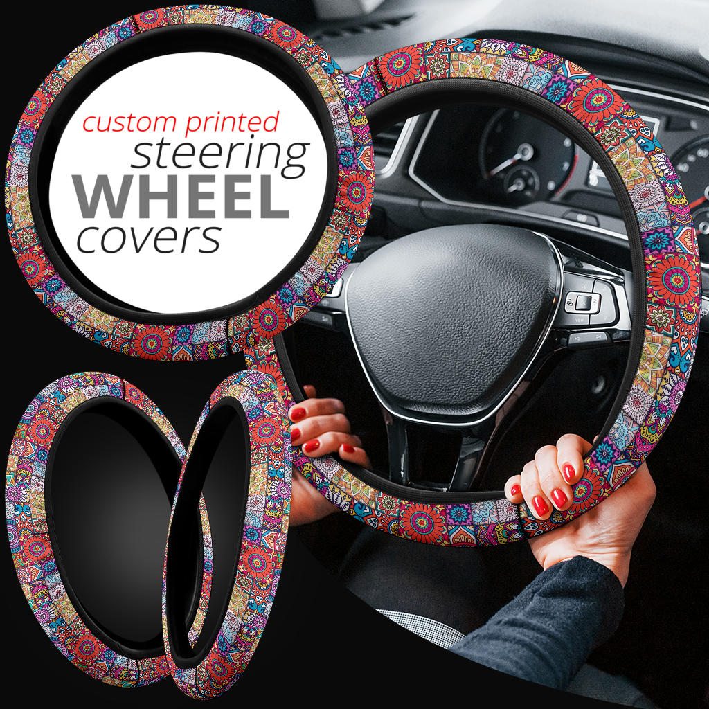 Colorful Floral Steering Wheel Cover for Premium Cars - AnimeBape