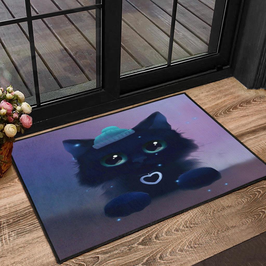 Adorable Kitty Cat Digital Art Welcome Doormat Cute - AnimeBape