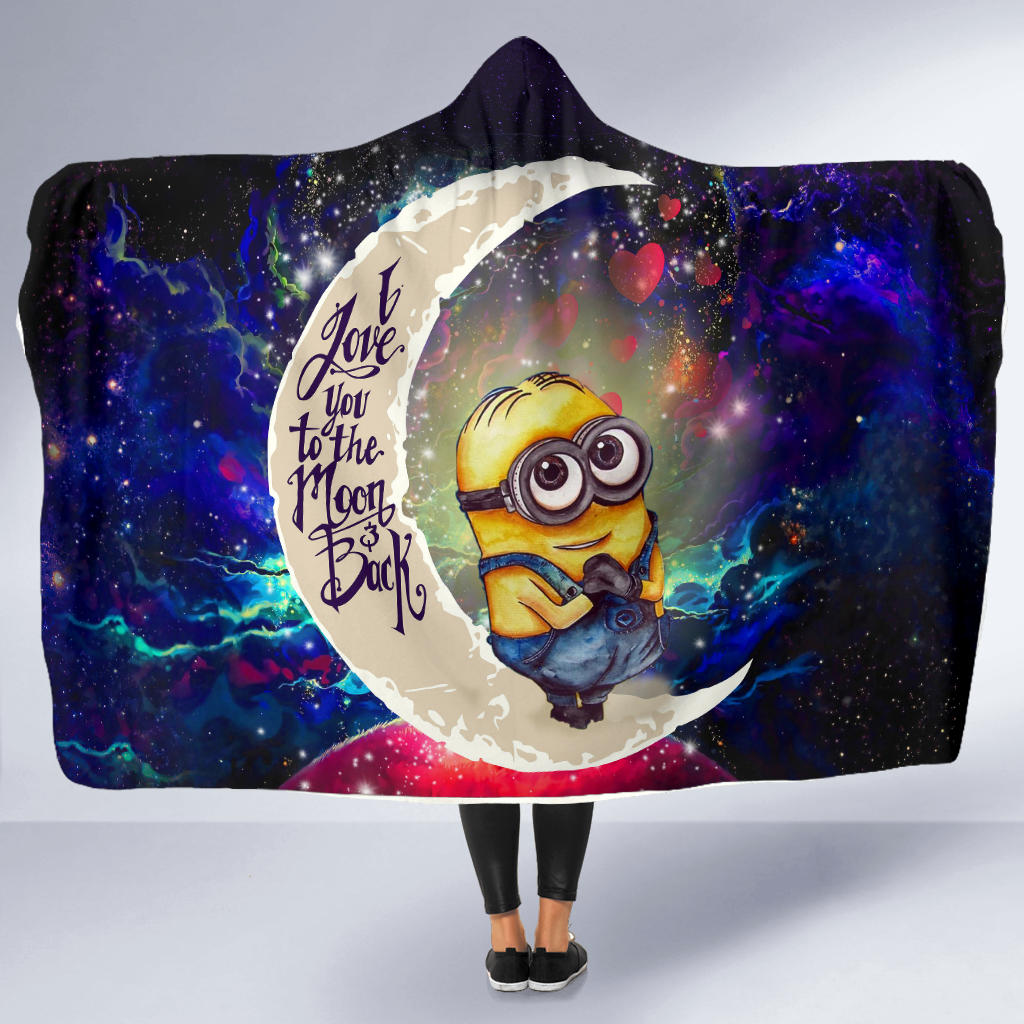 Minions Despicable Me Love You To The Moon Galaxy Hooded Blanket ...