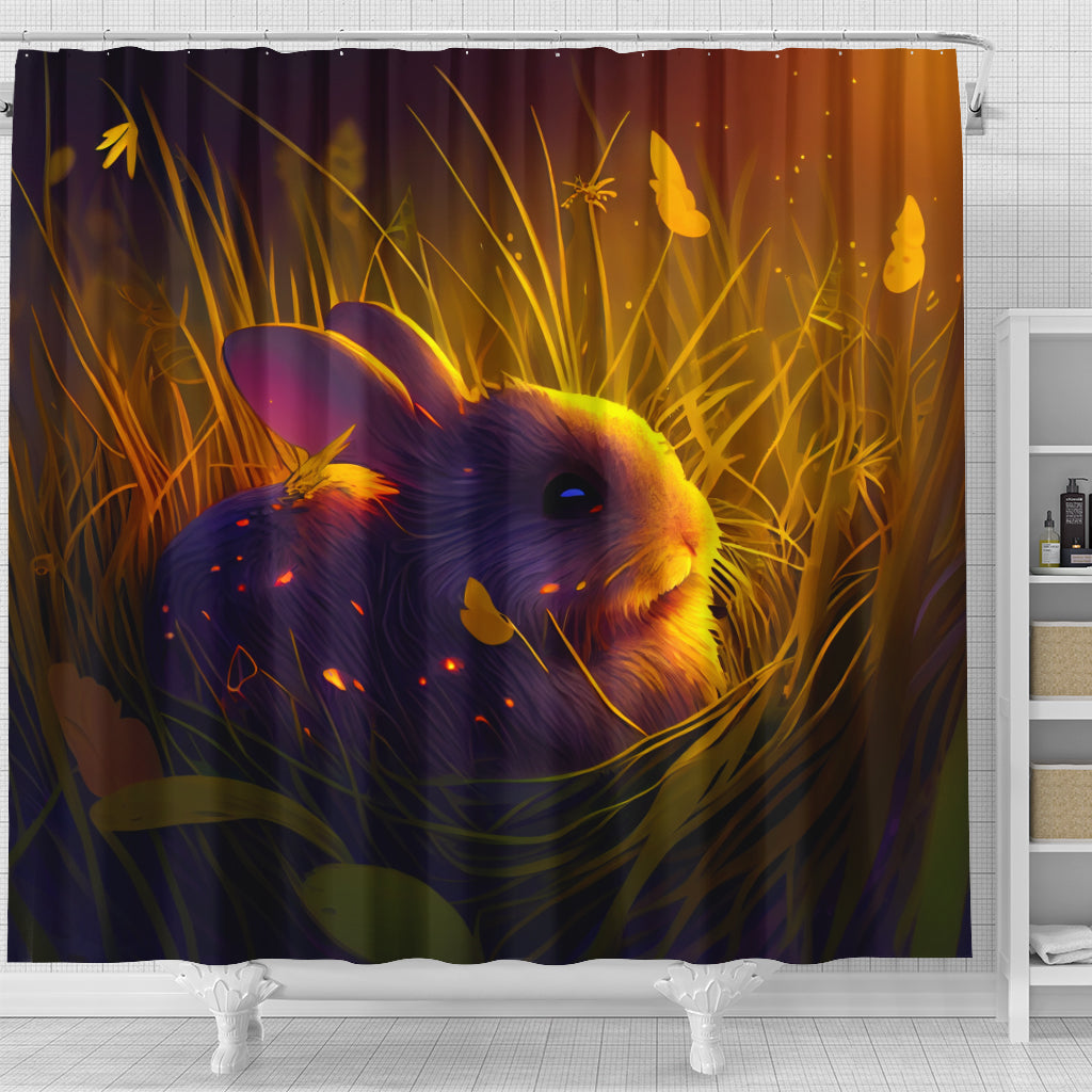 Cute Rabbit Design Shower Curtain for Bathroom Decor 1 Piece - AnimeBape