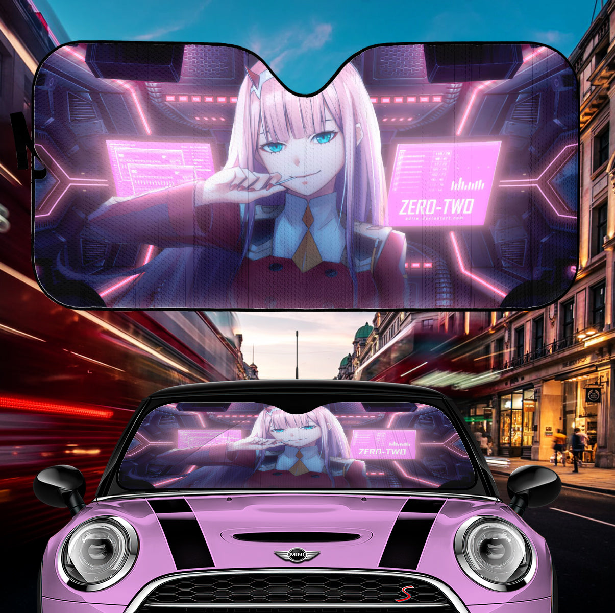 Zero Two Darling In The Franxx Art Car Sunshades Auto Accessory - AnimeBape
