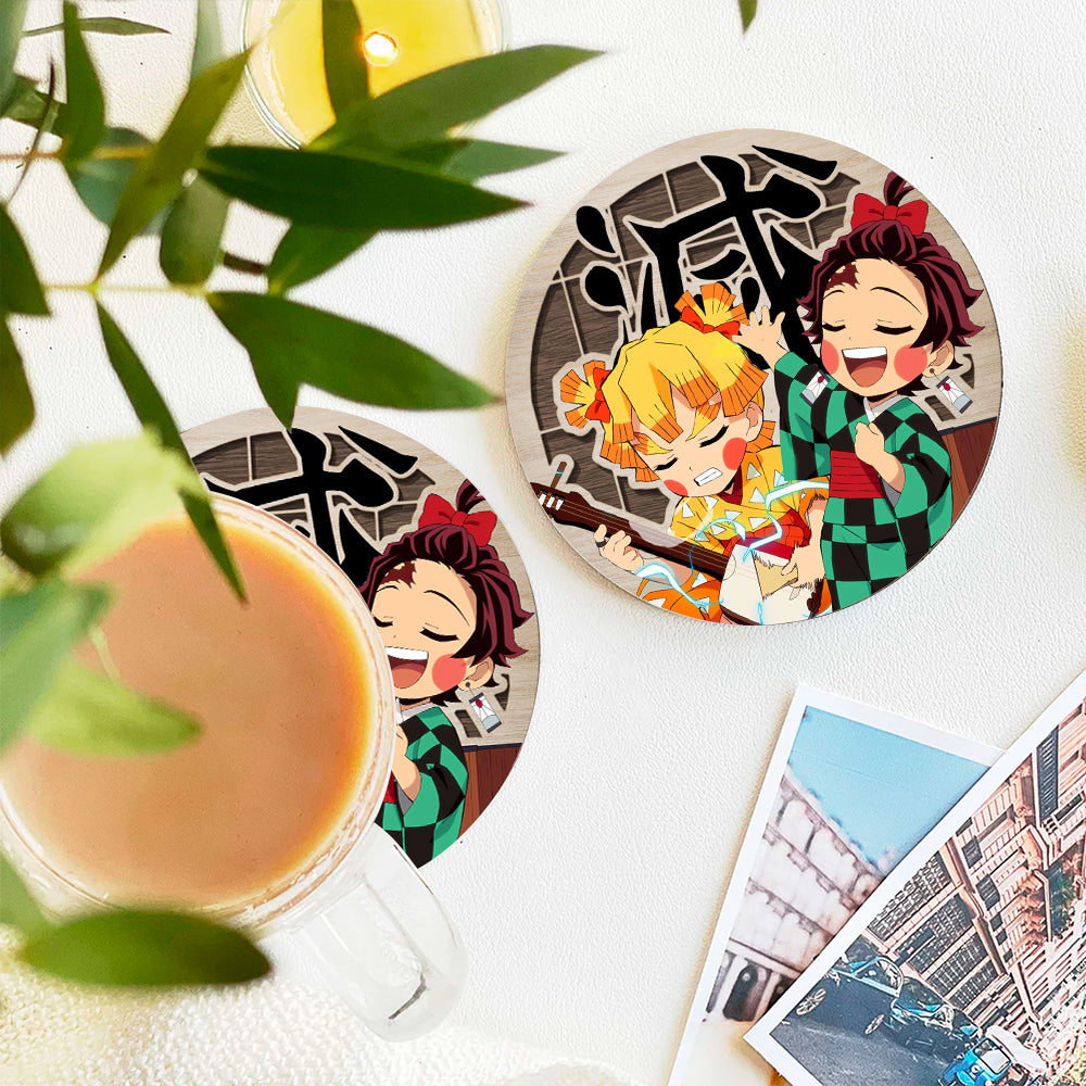 Zenitsu Agatsuma Demon Slayer Drink Coasters - AnimeBape