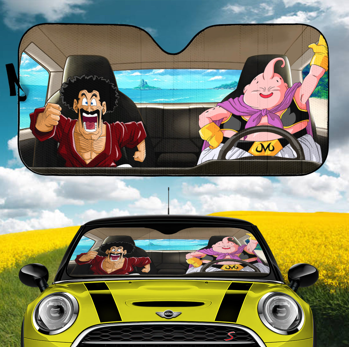 Fat Buu and Satan Dragon Ball Car Auto Sunshades for Sun Protection ...